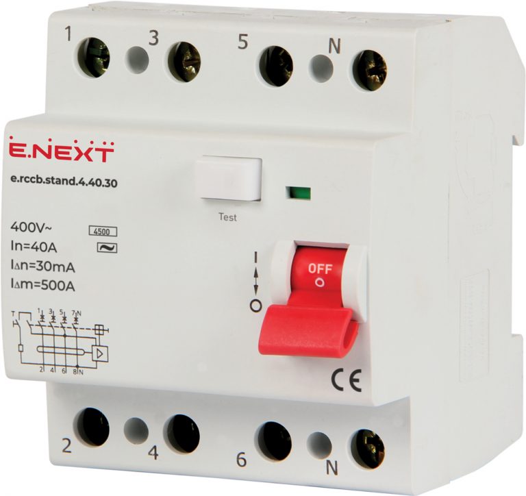 ΔΙΑΚΟΠΤΗΣ ΔΙΑΡΡΟΗΣ 40A 30mA 4P 400V E.NEXT - www.e-spotlight.gr